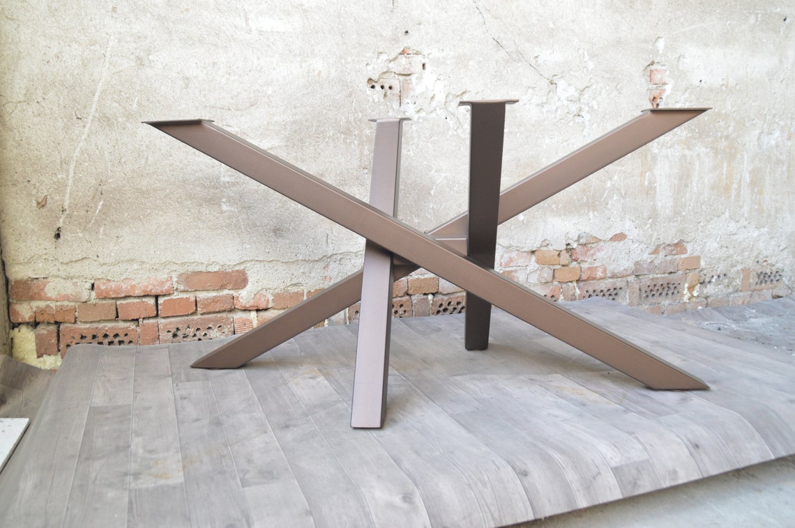 Modern-industrial Style Crossed Steel Profiles Dining Table - Etsy