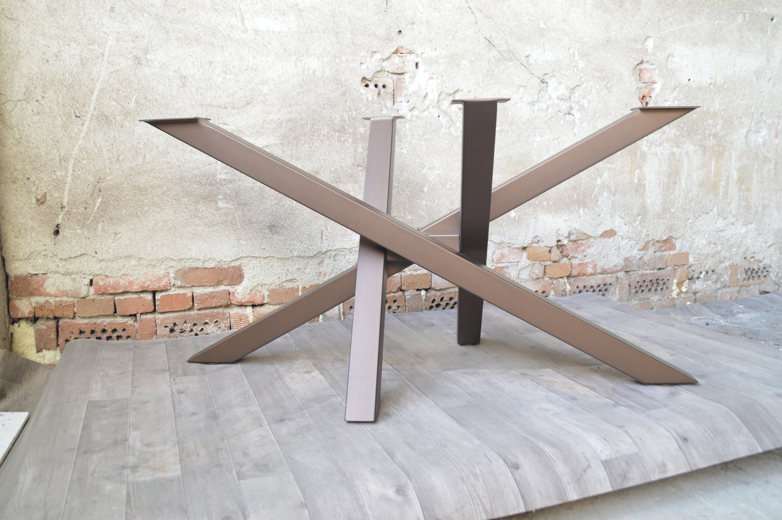 Modern-industrial Style Crossed Steel Profiles Dining Table - Etsy