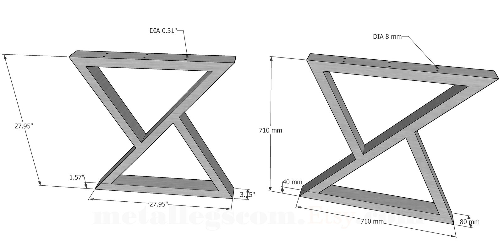 Kitchen Dining Table Legs. Metal Table Legs, Metal Table Frame, Steel ...