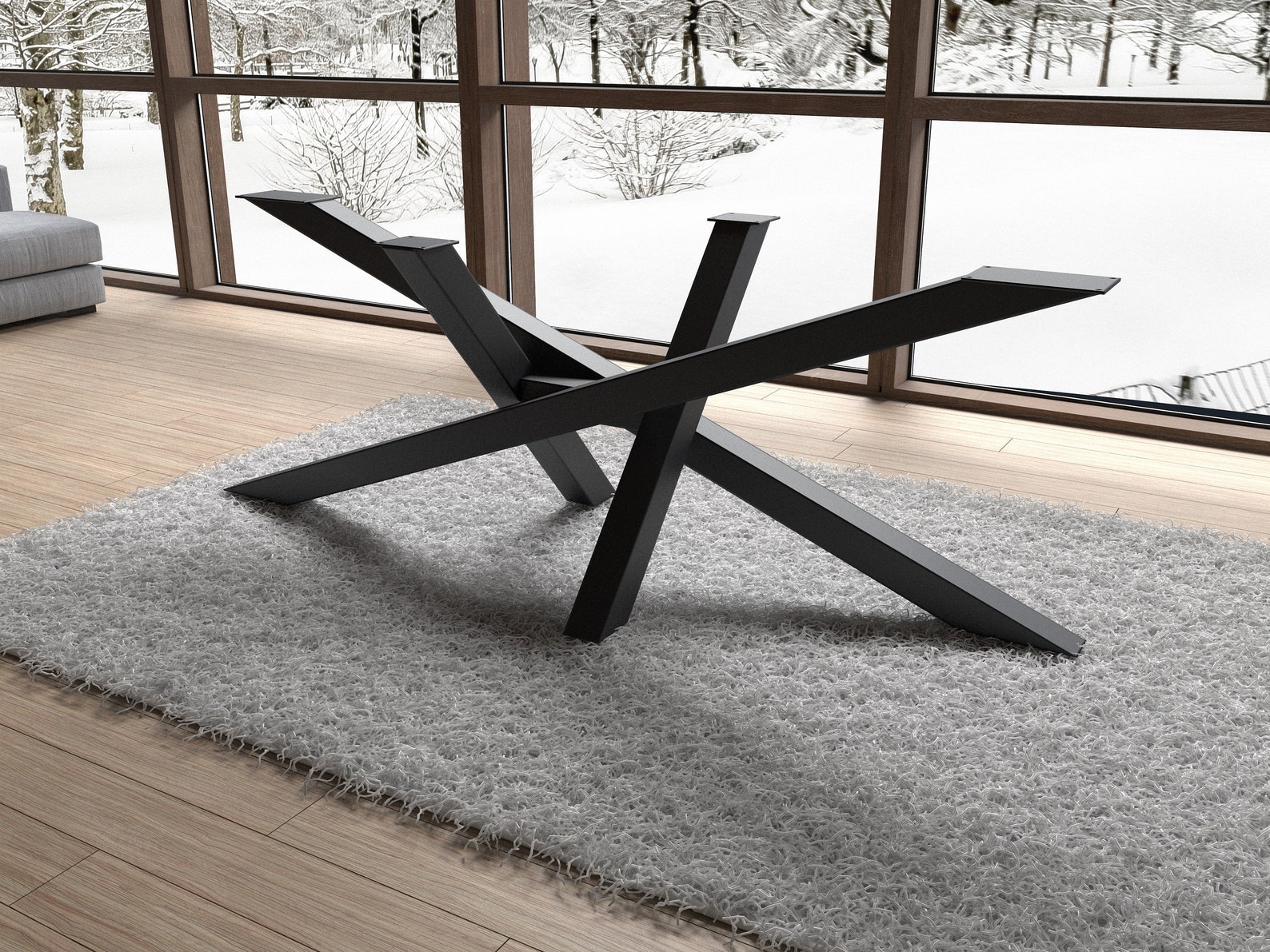 Modern, Industrial Style "crossed Steel Profiles" Dining Table Base for ...