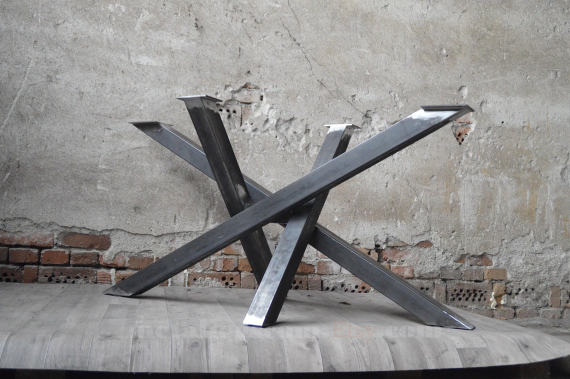 Modern-industrial Style Crossed Steel Profiles Dining Table - Etsy