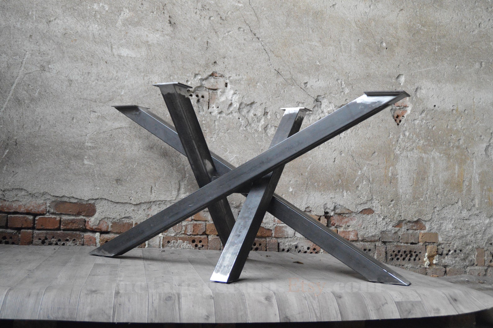 Modern-industrial Style Crossed Steel Profiles Dining Table - Etsy