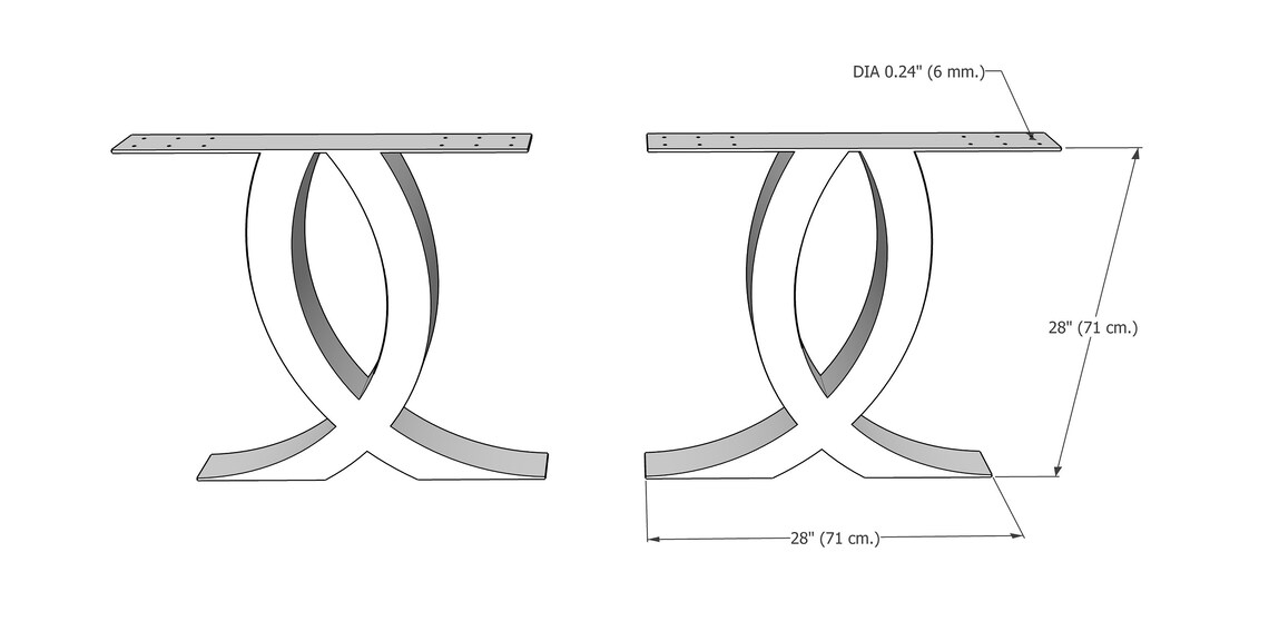 Designer Edition Metal Table Legs With Unique Shape. Modern - Etsy