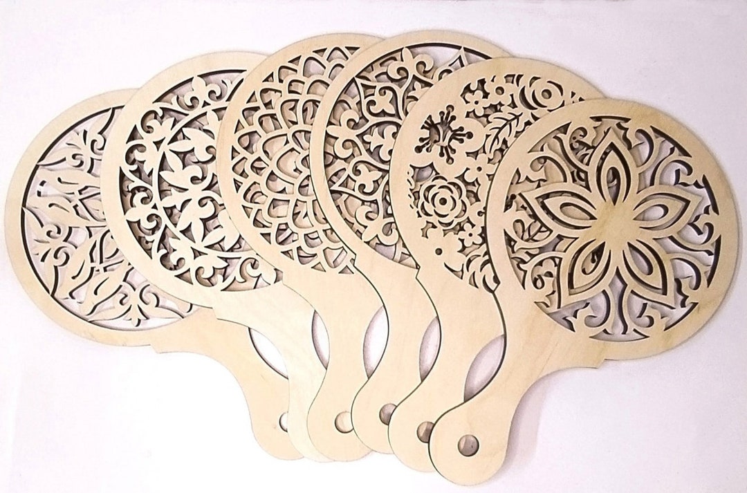Handheld Fan, Bundle of 6 Intricate & Unique Design, Stylish Patterns ...