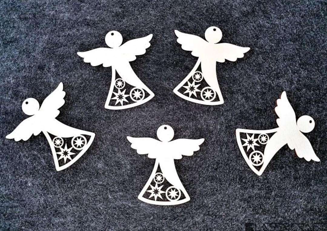 Set of 5 Christmas Angels Hanging Decoration for Laser Cutting, SVG ...