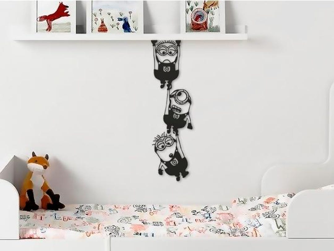 Hanging Minions Wall Art Vector | Fun Cartoon Laser Cut File for Kids ...