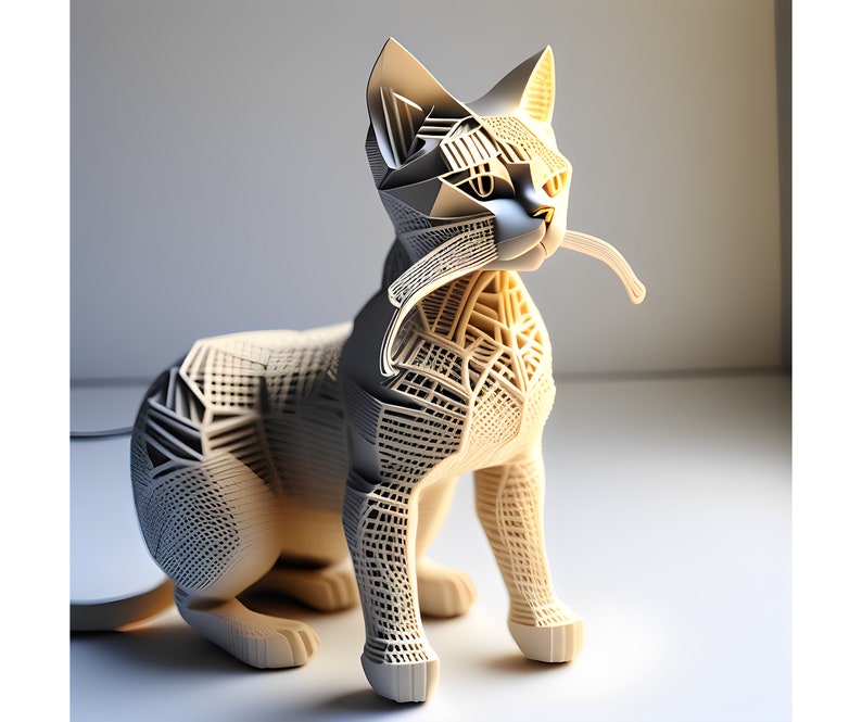 3d Printed Cat Printable Poster for Wall Decoration High-res - Etsy