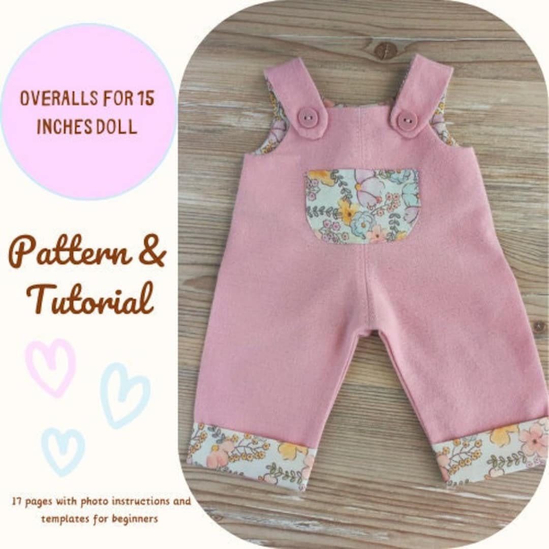 Doll OVERALLS PDF for 15 Flannel Baby Doll Overalls Sewing Pattern ...