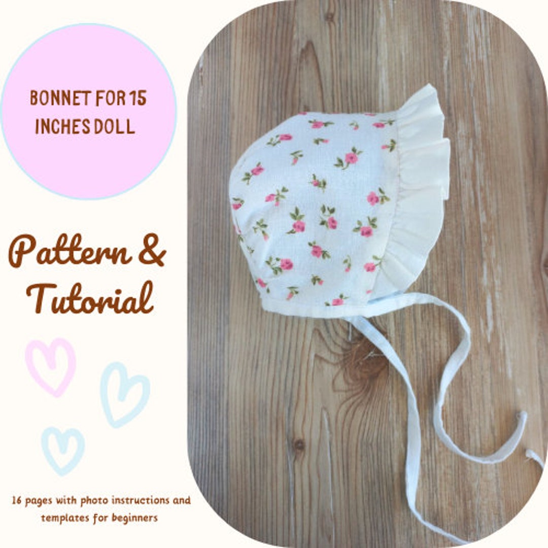 Doll BONNET PDF for 15 Flannel Baby Doll Bonnet Sewing Pattern ...
