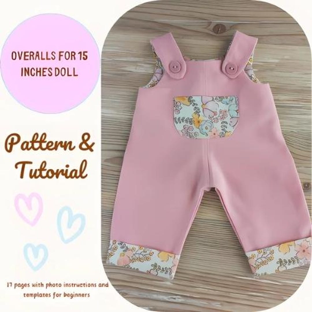 Doll OVERALLS PDF for 15 ” | Flannel Baby Doll Overalls Sewing Pattern ...