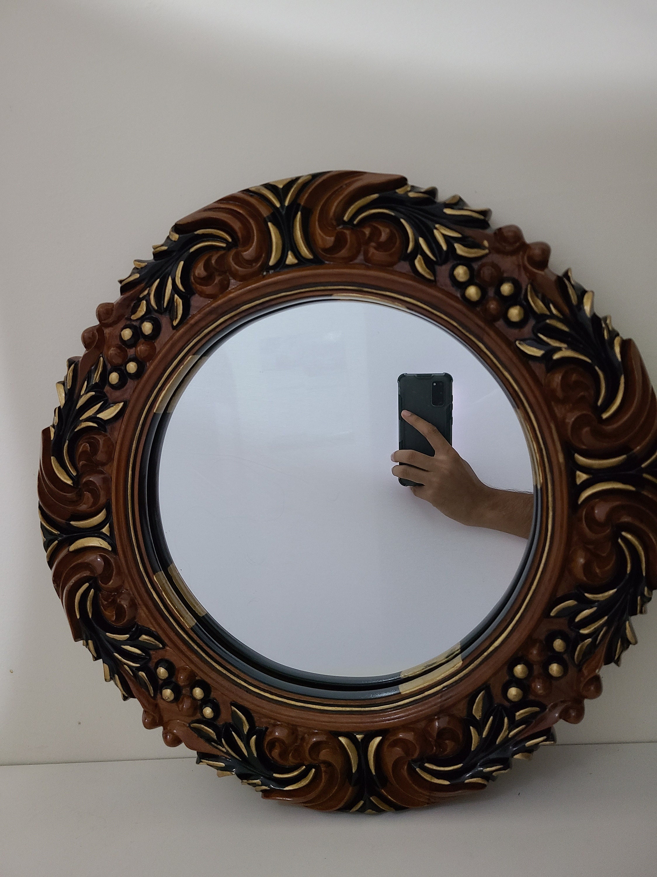 Hand Carved Wooden Wall Mirror - Etsy