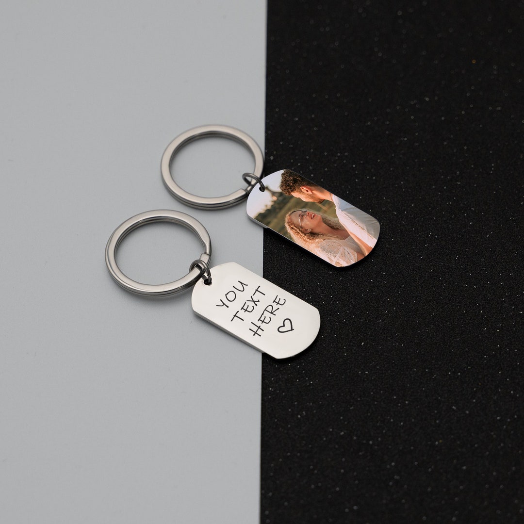 Personalized Photo Keychain for Man,custom Text Keyring,engraved Photo ...