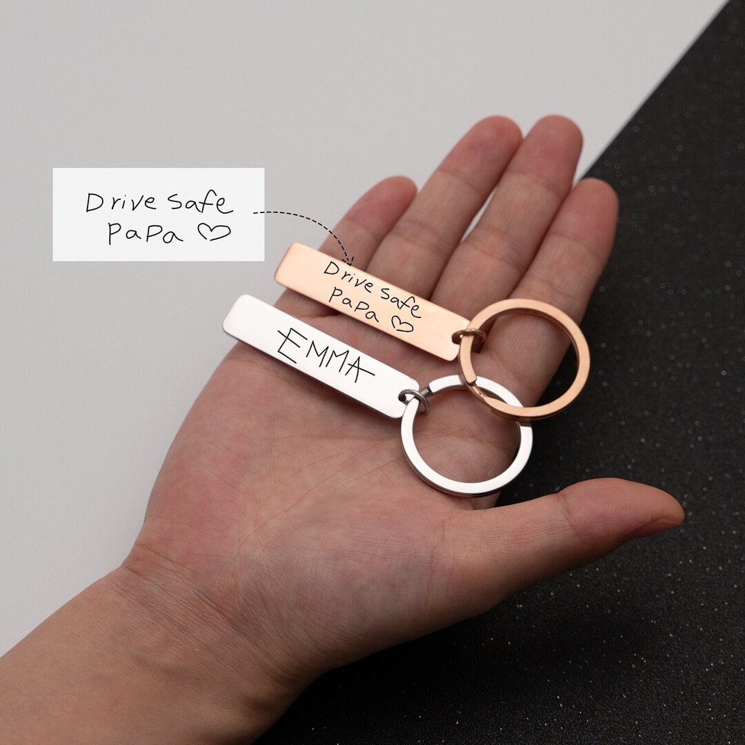 Personalized Metal Keychains,family Handwriting Keychain,engraved ...