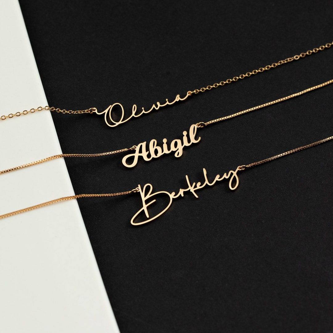 Personalized Name Necklace, Custom 14K Gold Plated Name Necklace ...