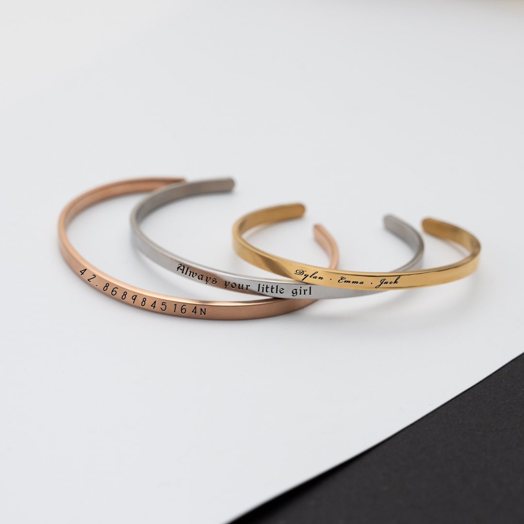 Personalized Cuff Bracelet,custom Bangle, Inspirational Gift,engraved ...