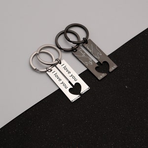 Couple Keychain Set Heart,personalised 2 Pcs Matching Couple Keyring ...