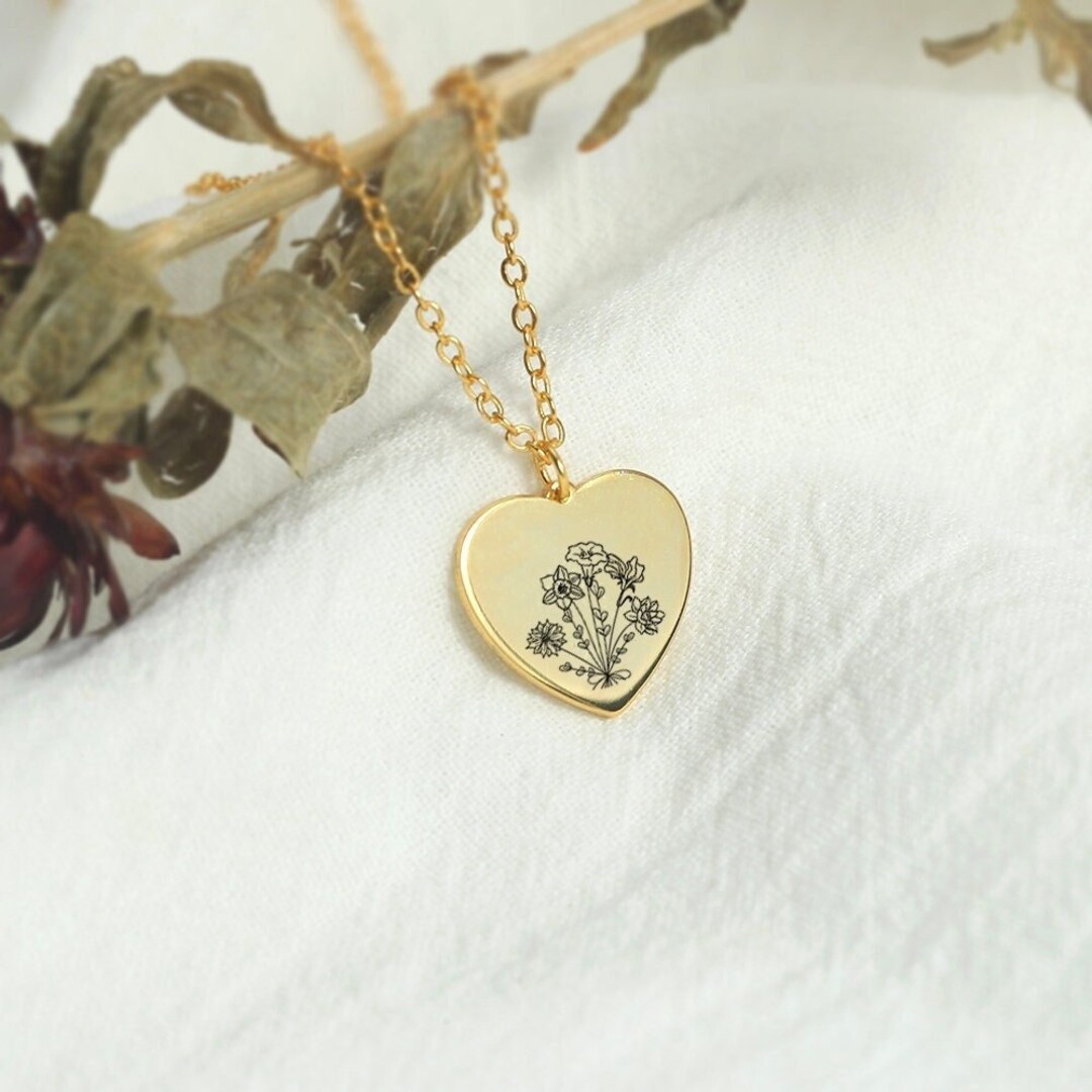 Costomized Birth Flower Necklace,combination Birth Flower Necklace ...