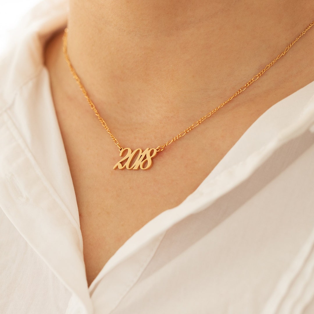 Custom Gold Number Necklace,personalized Birth Year Necklace,lucky ...