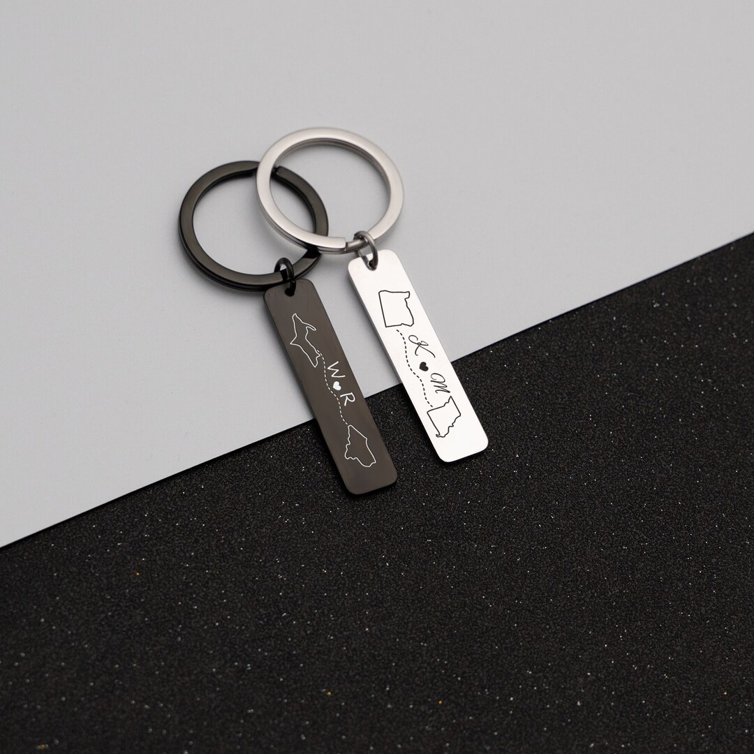 Custom Map Keychain,engraved Country Map & State Keyring,name Keychain ...