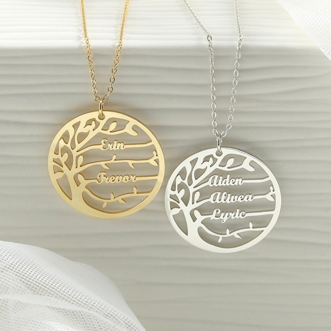 Custom Name Necklace,family Tree Name Necklace,personalized Multiple ...