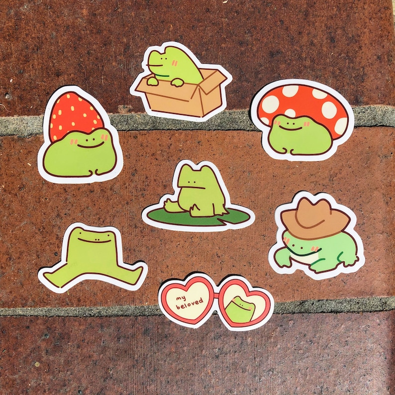 Frog Stickers Cute Cottagecore Animal Stationery - Etsy