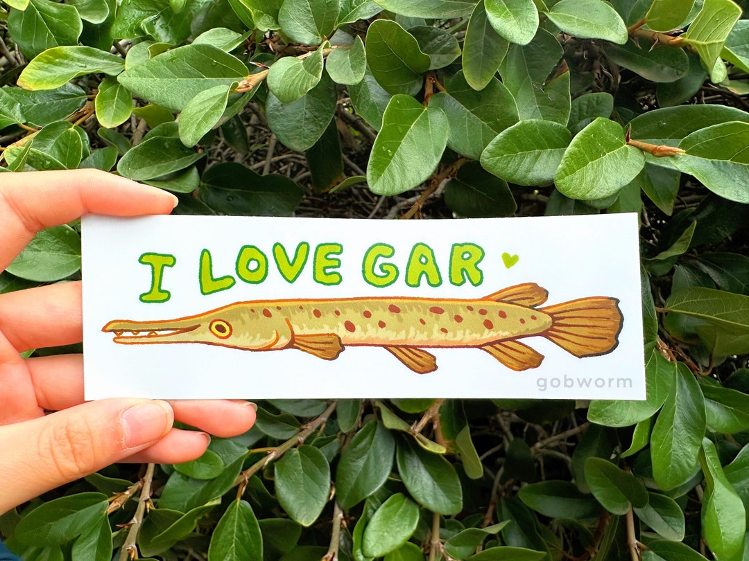 I Love Gar Sticker | Silly Fish Bumper Sticker Waterproof Decal ...