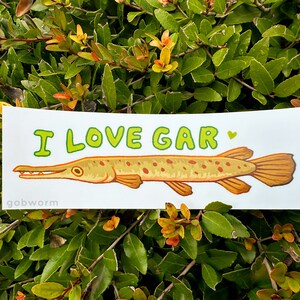 I Love Gar Sticker | Silly Fish Bumper Sticker Waterproof Decal ...