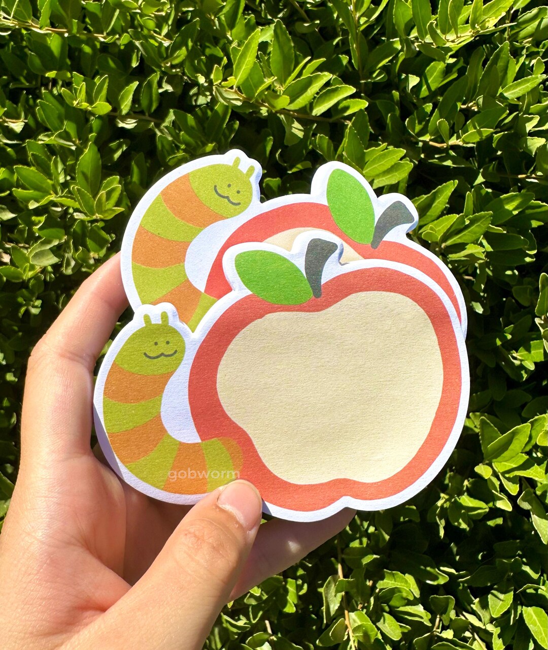 Worm Apple Sticky Notes | Cute Journal Post Its Notepad Stationery - Etsy