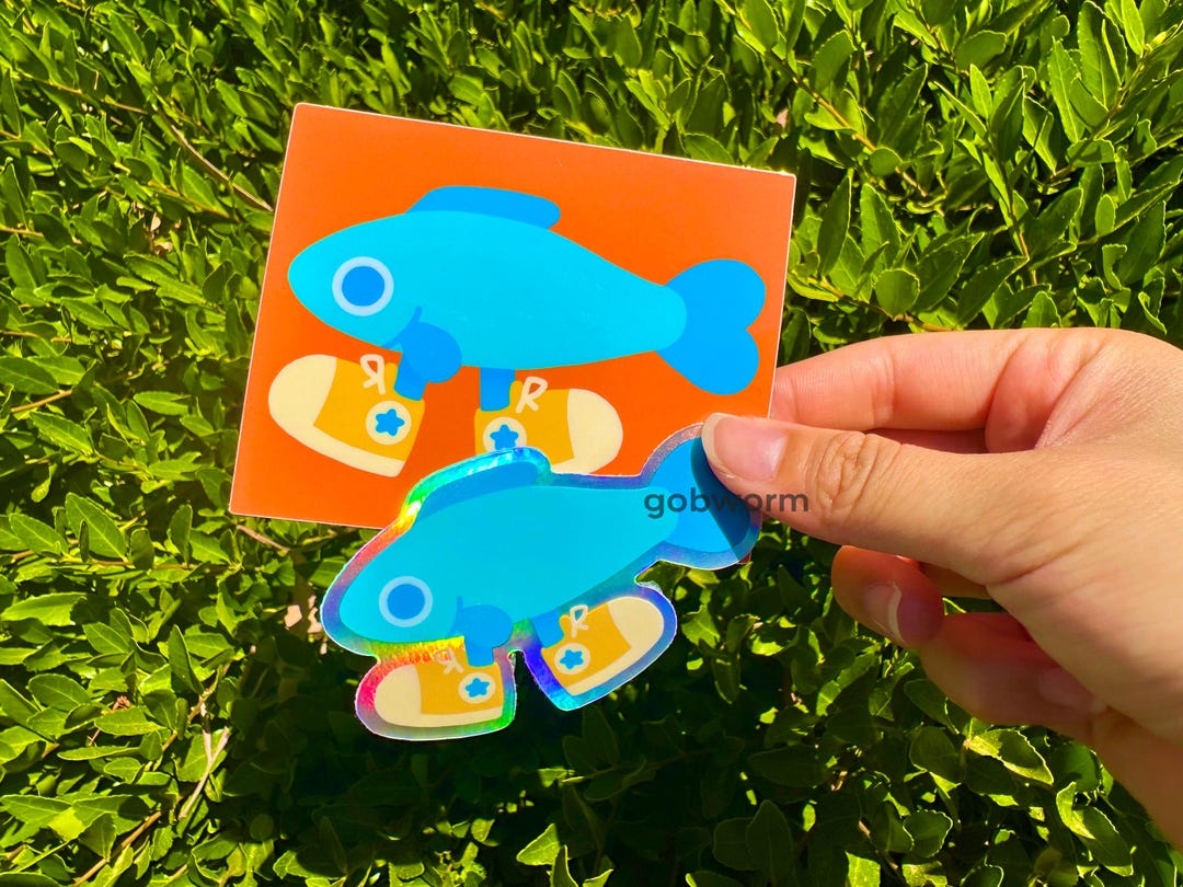 Shoe Fish Sticker | Holographic Funny Meme Waterproof Decal Stationery ...