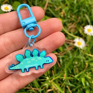 Dinosaur Acrylic Keychain | Cute Dino Clear 1 Inch Double-sided Charm ...