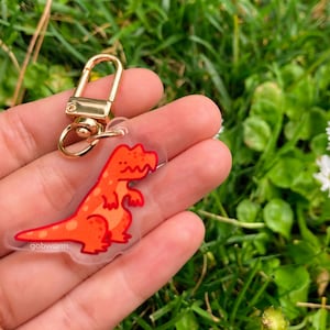 Dinosaur Acrylic Keychain | Cute Dino Clear 1 Inch Double-sided Charm ...