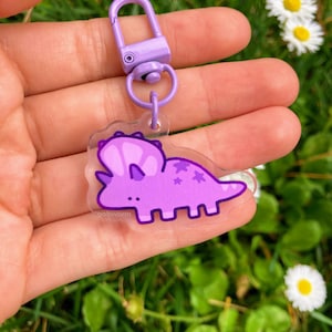 Dinosaur Acrylic Keychain | Cute Dino Clear 1 Inch Double-sided Charm ...
