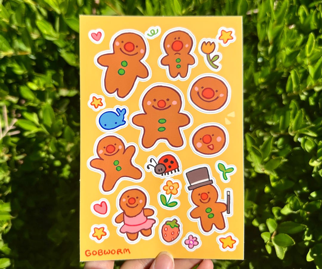 Gingerbread Sticker Sheet | Waterproof Vinyl Decals - Etsy