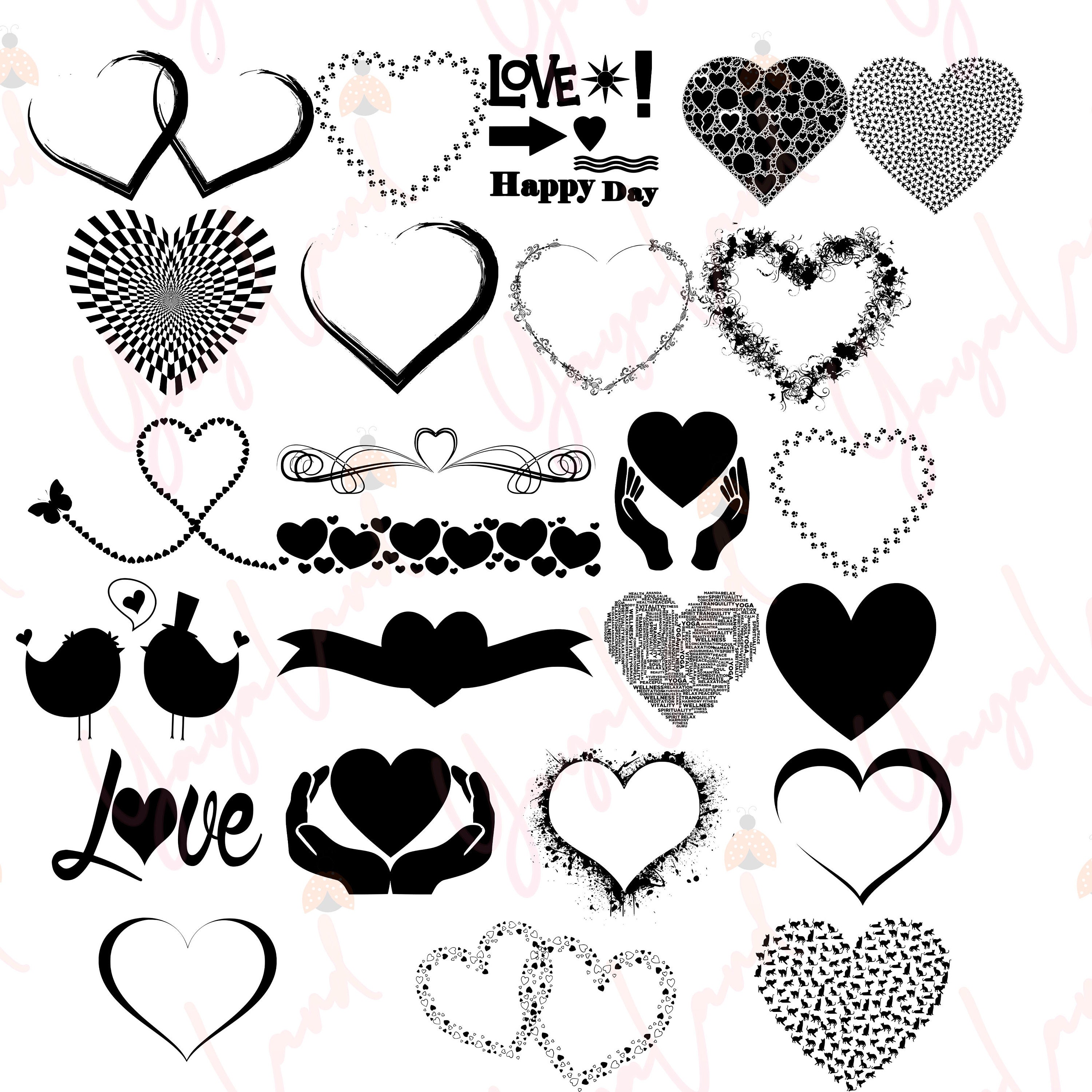 50 Cute Heart SVG Bundle, Love Svg, Double Love Svg, Bird Love Svg ...