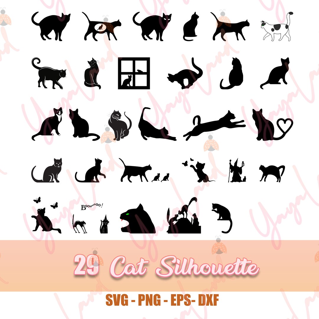 29 Cat SVG File for Cricut Cat Clipart Kitten Cute Cat Crazy Cat Meow ...