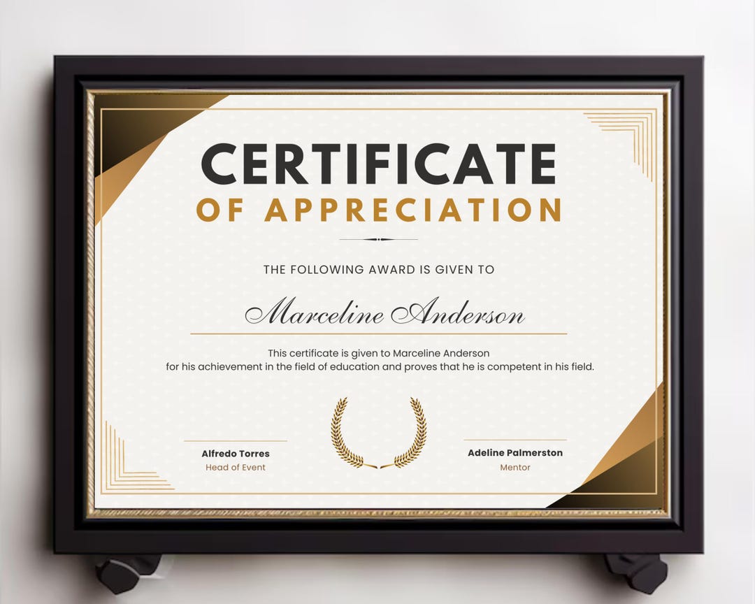 Black and Gold Certificate of Recognition Design, Elegant Template ...