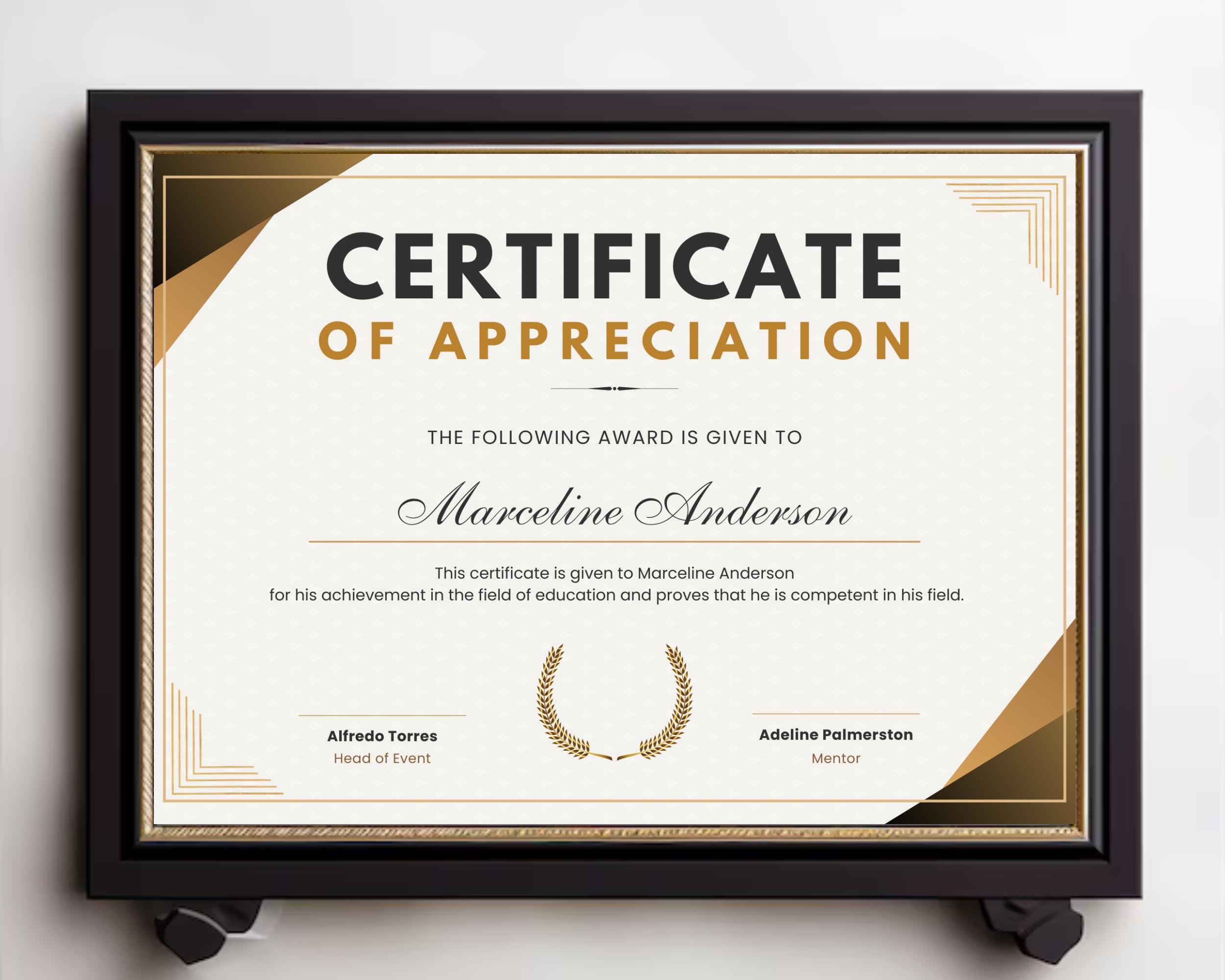 Black and Gold Certificate of Recognition Design, Elegant Template ...