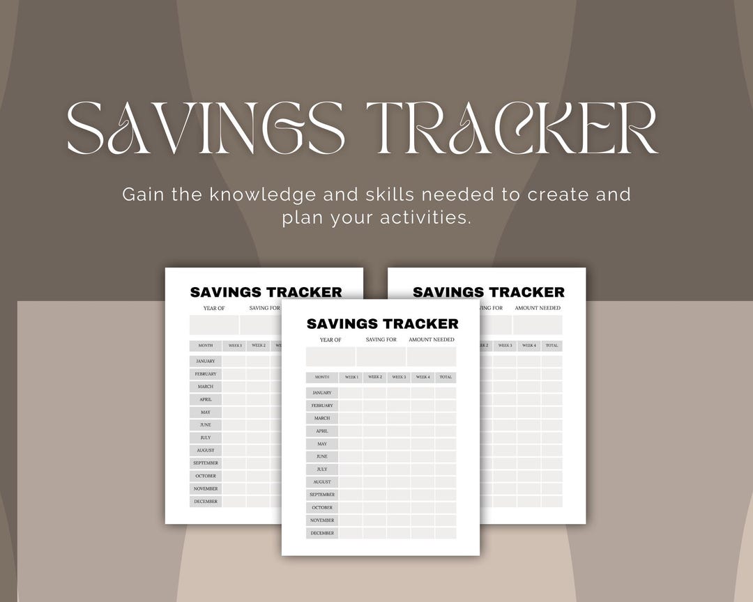 Savings Printable Worksheet, Minimalist Monthly Budget Tracker, Finance ...