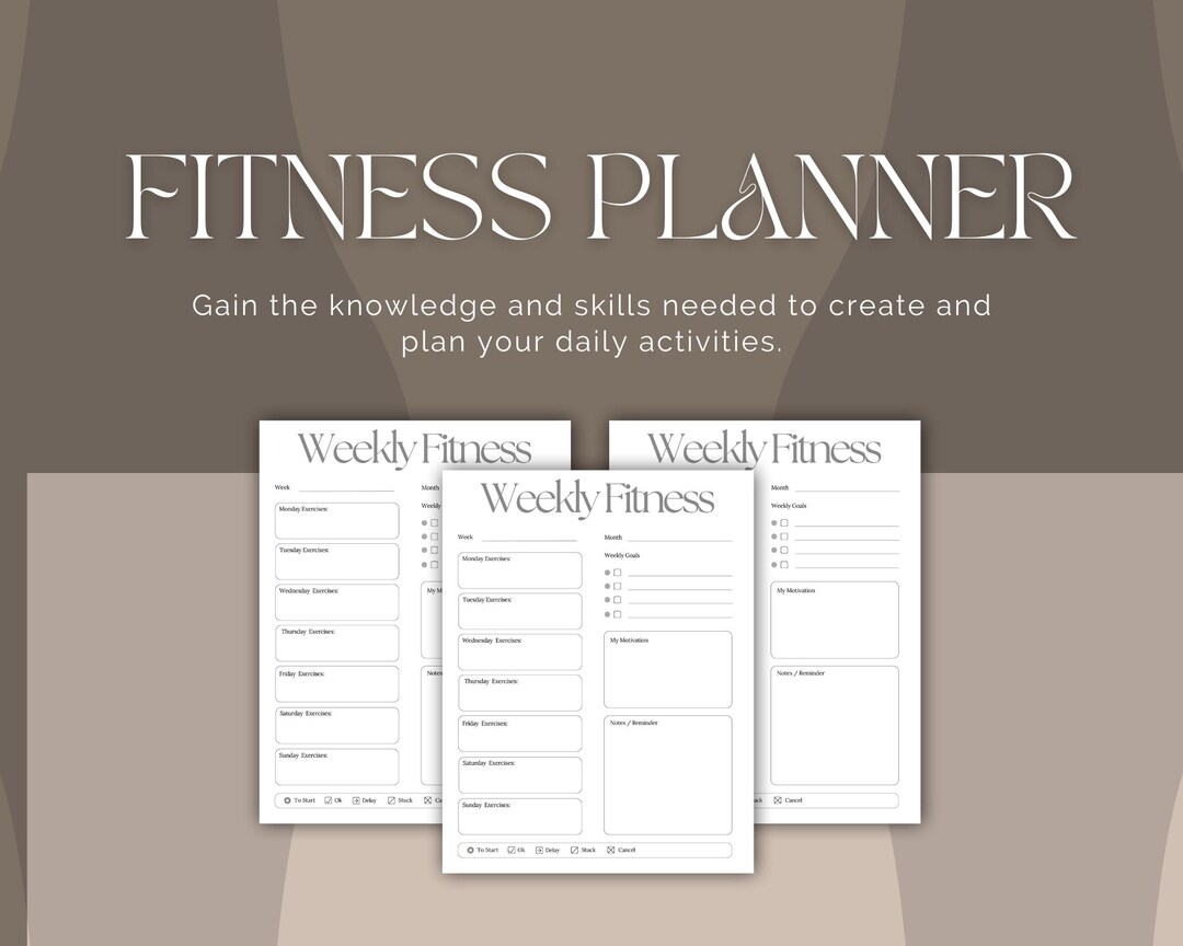 Simple and Minimal Printable Weekly Fitness Planner, Organize Your ...