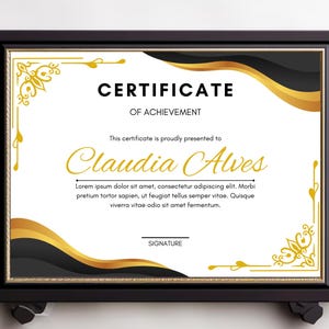 Gold Black Certificate of Achievement Template, Elegant Award Template ...