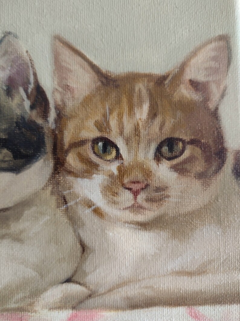 Two Cats Oil on Canvas Original Oil Painting 20x20cm - Etsy