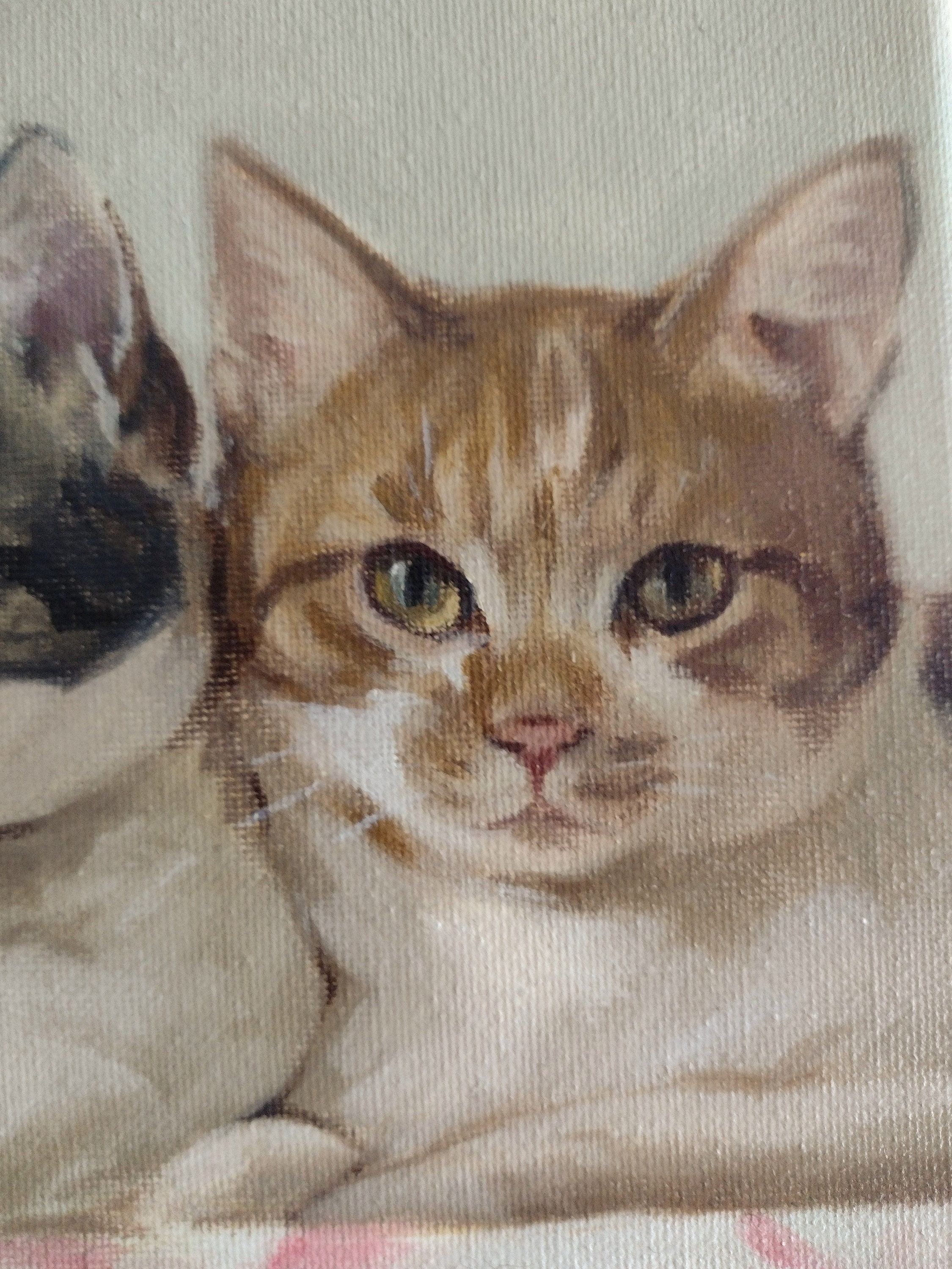 Two Cats Oil on Canvas Original Oil Painting 20x20cm - Etsy UK