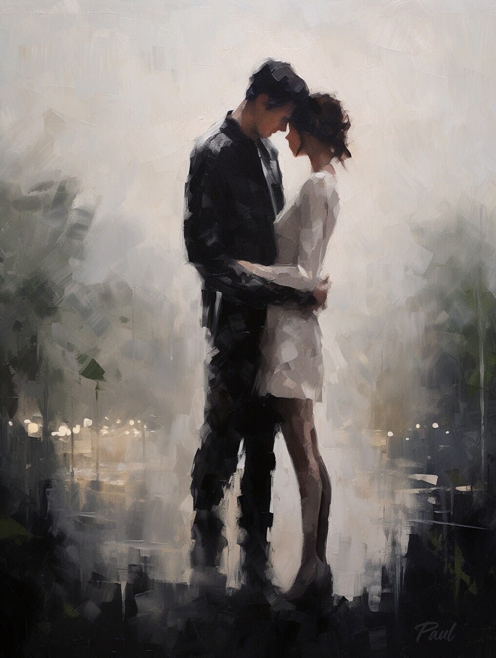 Couple Hugging In Rain