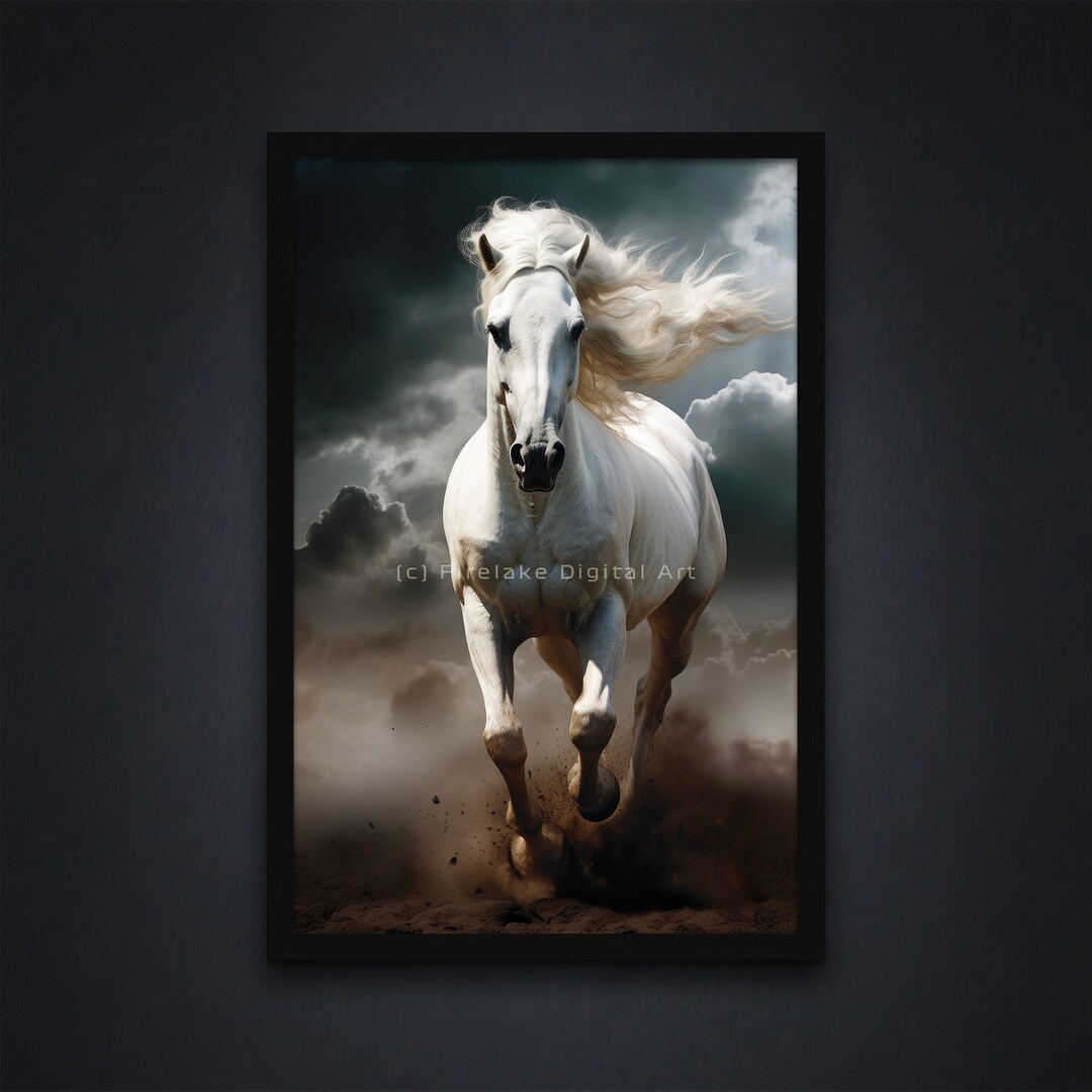 White Stallion Poster White Horse Wall Art Horse Art - Etsy