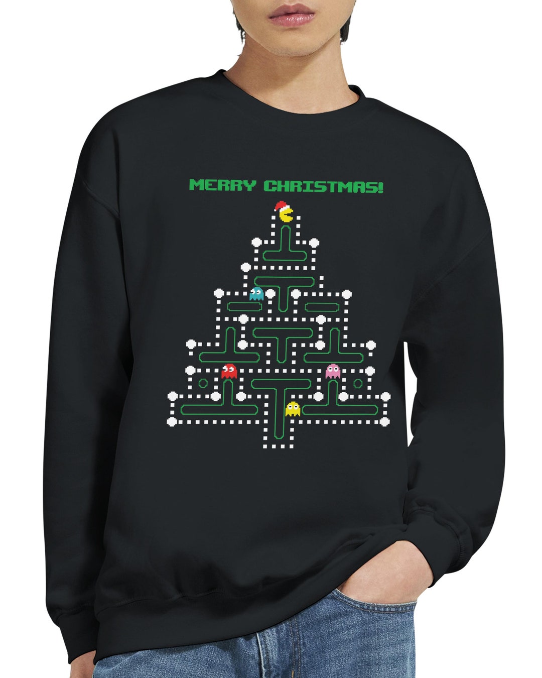 Retro Gaming Christmas Tree Ugly Christmas Sweater, Gamer Theme Ugly ...