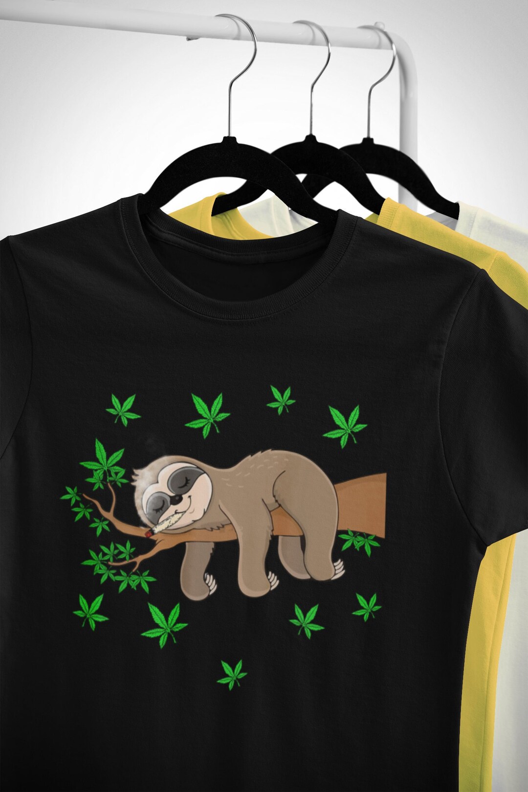 Sloth Smoking Weed Shirt, Stoned Sloth Cannabis T-shirt, Marijuana ...