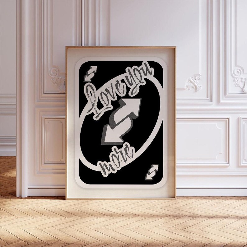 Love You More Print Black and White Retro Wall Art Printable Playing ...