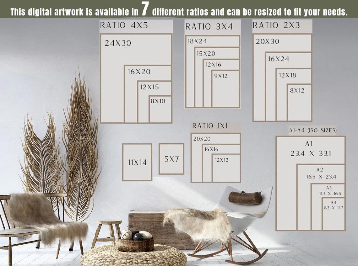 Warm Beige Set of 3 Wall Art Boho Minimalistic Poster How Lucky Are We ...