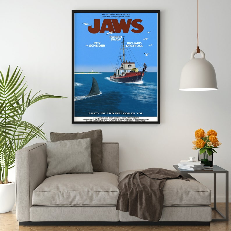 Jaws Movie Poster: Steven Spielberg Film, Retro Wall Art Print - Etsy