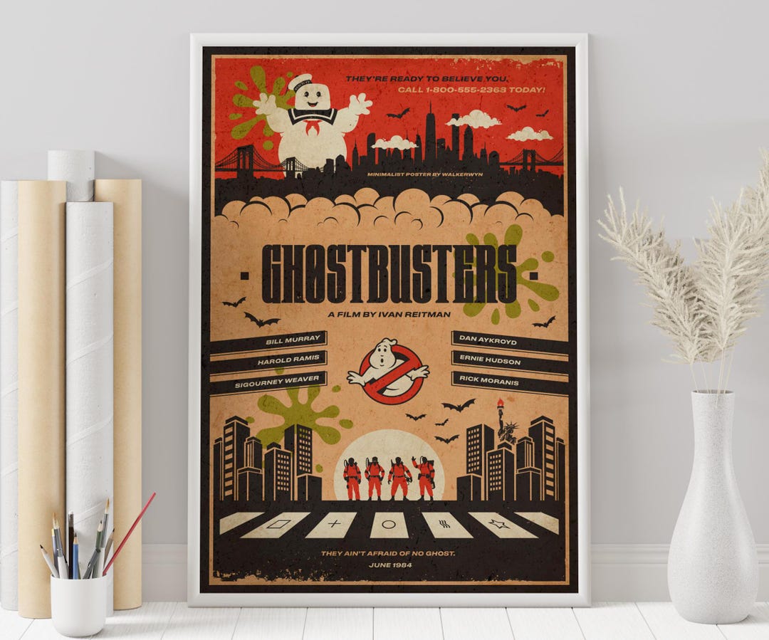 Ghostbusters Movie Poster: Minimalist Vintage Wall Art Print - Etsy